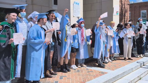UNC Chapel Hill seniors suspended for protesting celebrate graduation ...